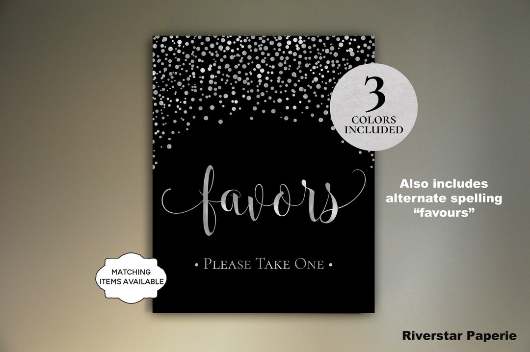Favors Please Take One Sign PRINTABLE Wedding Reception Shower ...