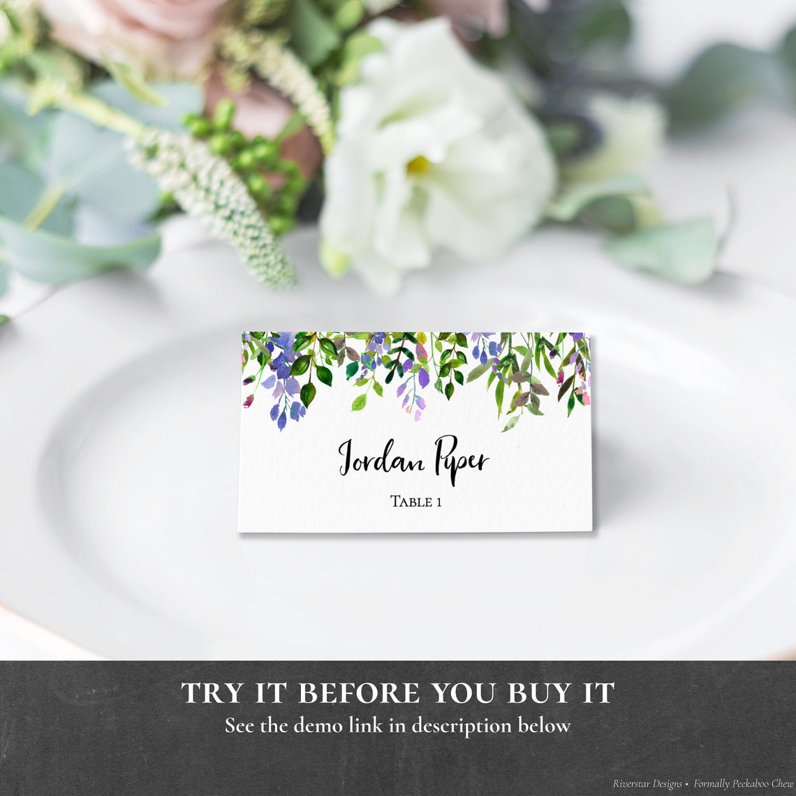 Wedding Place Card EDITABLE PRINTABLE Dinner Food Label Garden | Etsy