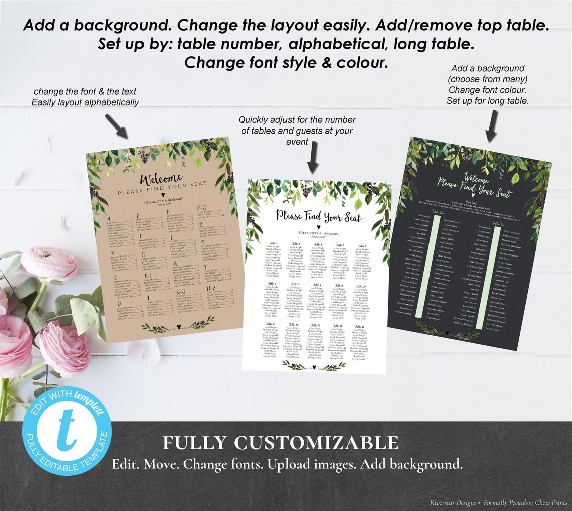 Wedding Seating Chart Table Assignment Poster Reception Dinner - Etsy