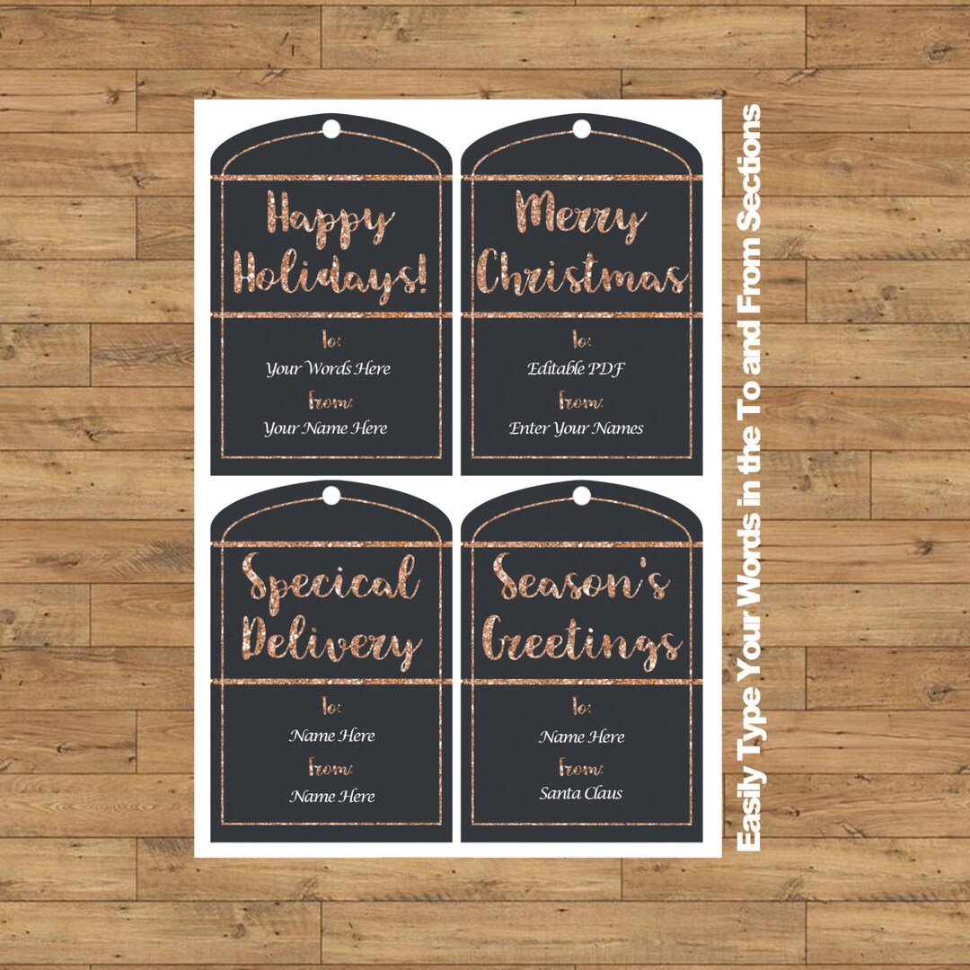 Printable Christmas Gift Tags Digital Instant Editable PDF Xmas Present ...