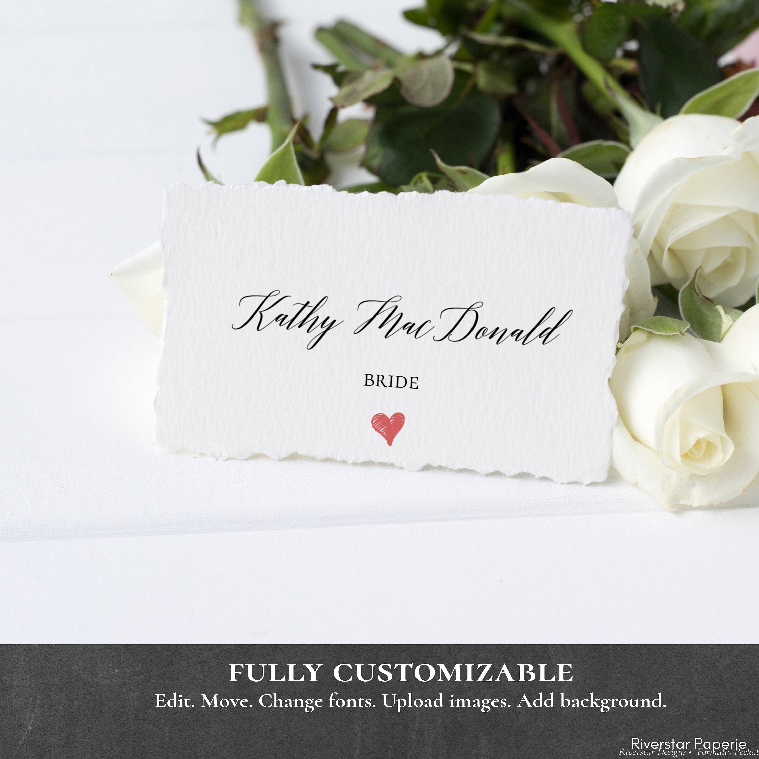 Wedding Place Card EDITABLE PRINTABLE Dinner Food Label Black | Etsy