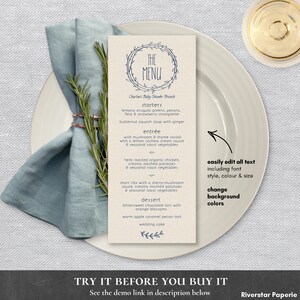 Rustic Wedding Dinner Menu Supper Luncheon Food List Cuisine EDITABLE ...