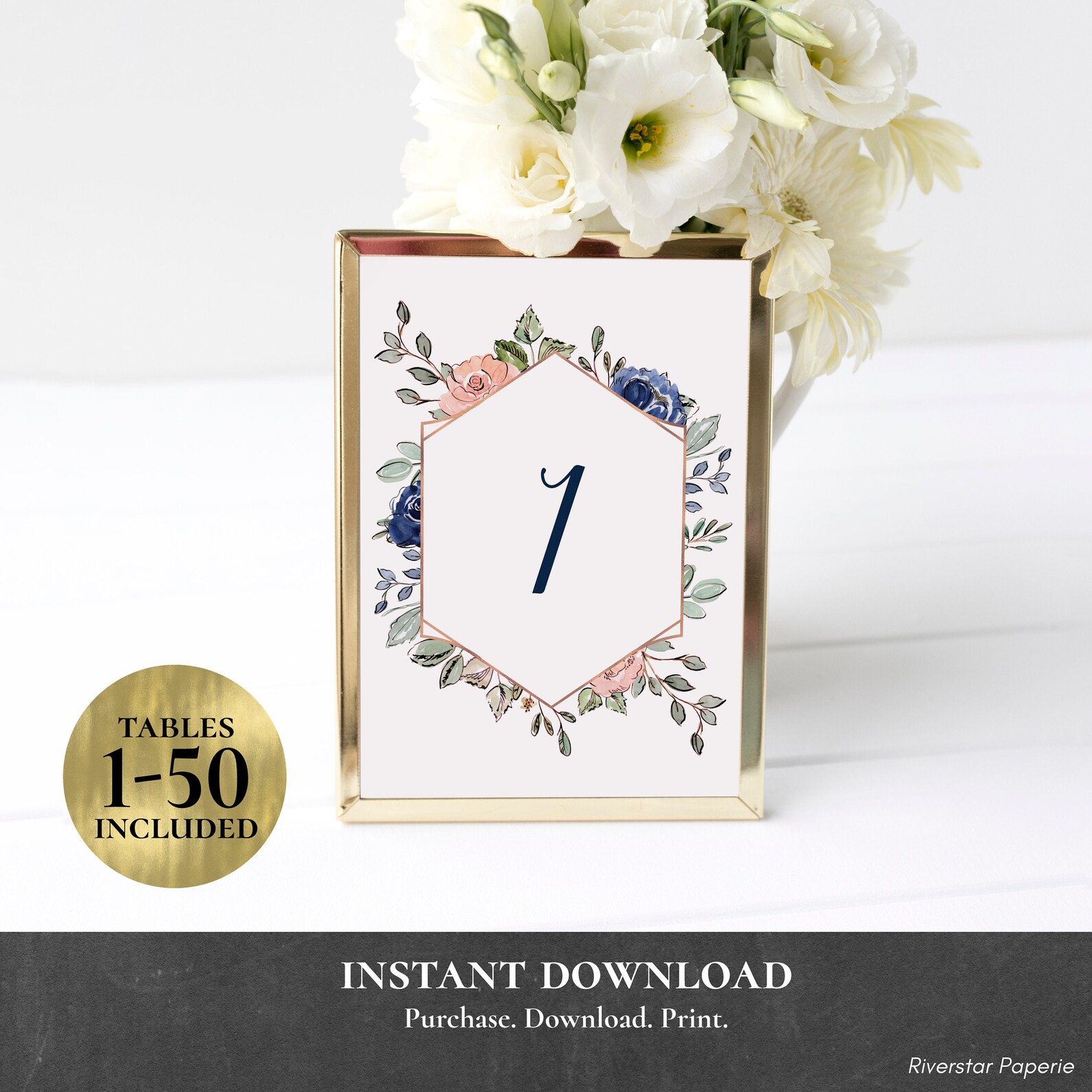 Table Number Sign 1 50 Table Identifier Marker Printable - Etsy