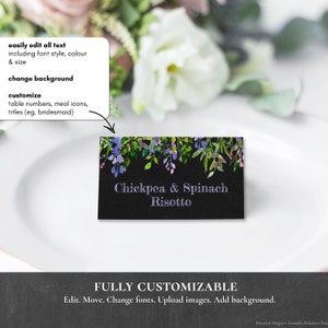 Wedding Place Card EDITABLE PRINTABLE Dinner Food Label Garden Lilac ...