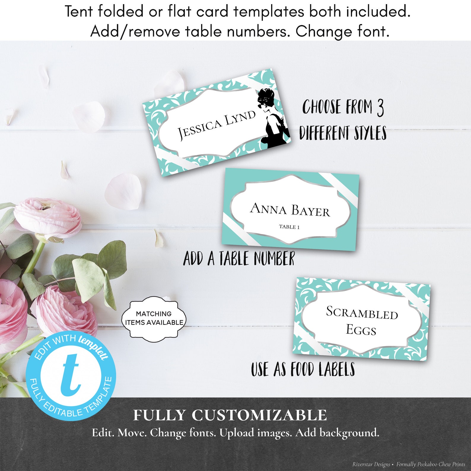 Breakfast at Tiffany's Food Labels Place Cards PRINTABLE - Etsy