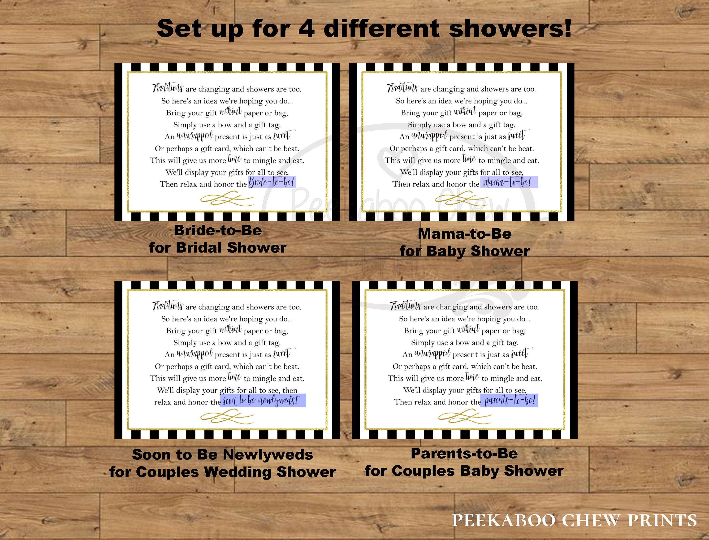 Display Shower / Gift Card Unwrapped Gift Request Poem Insert | Etsy