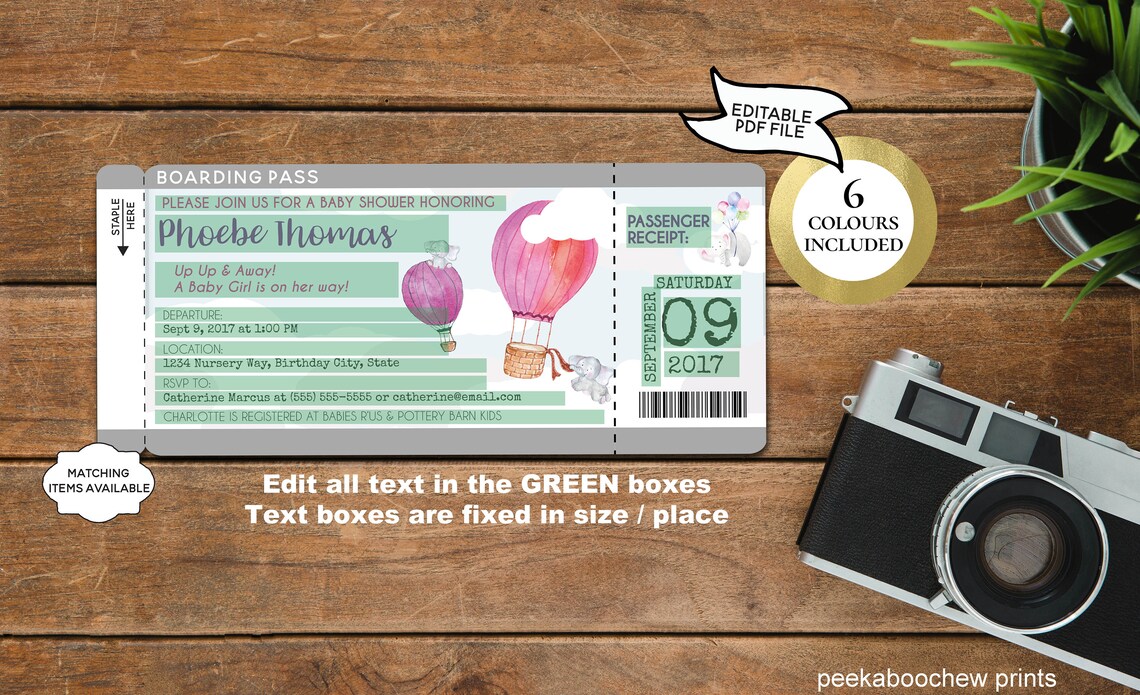 Boarding Pass Party Invitation Editable Printable Airplane - Etsy