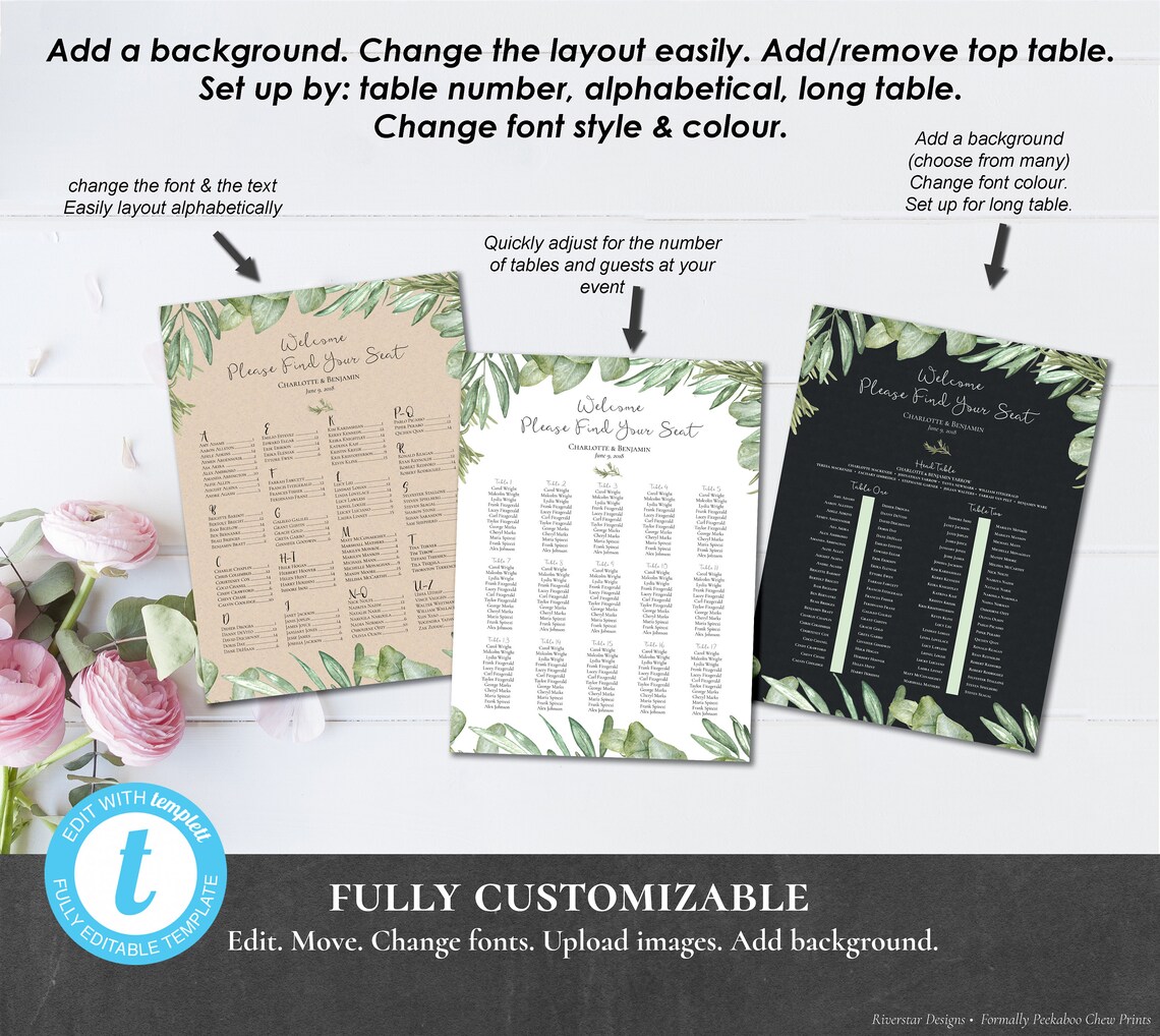 Wedding Seating Chart Table Assignment Poster Reception Dinner | Etsy