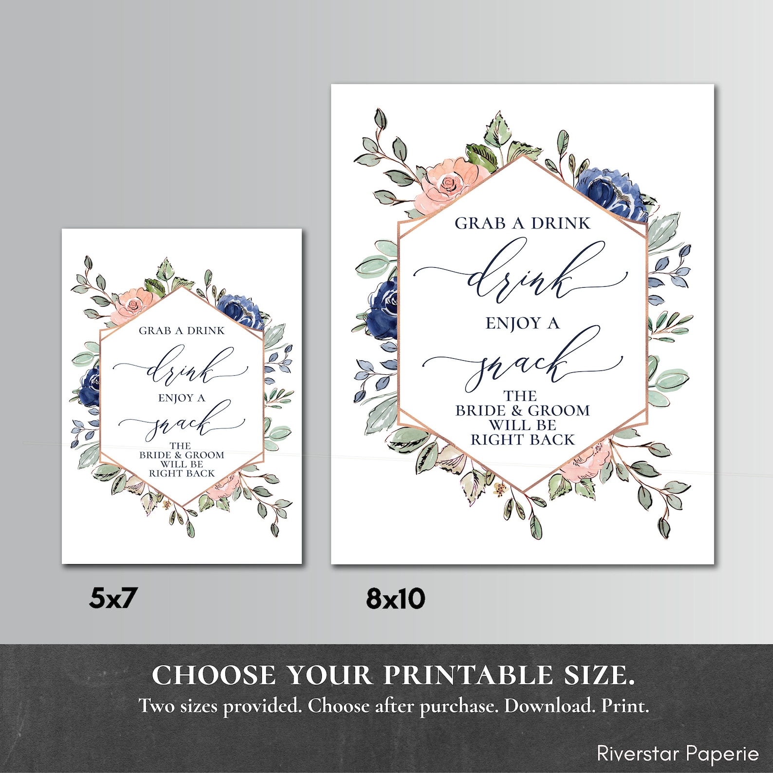 Grab a Drink Enjoy a Snack Bride and Groom Be Right Back Sign - Etsy