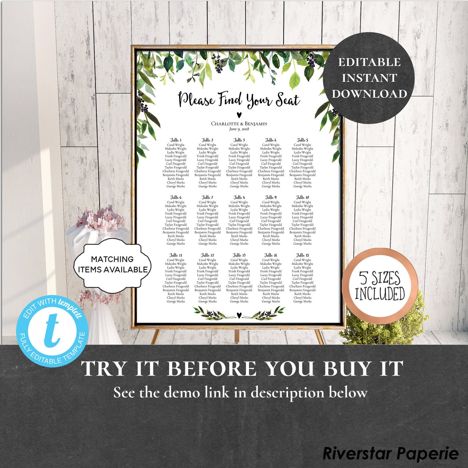Wedding Seating Chart Table Assignment Poster Reception Dinner | Etsy