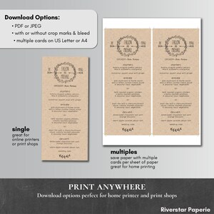 Rustic Wedding Dinner Menu Supper Luncheon Food List Cuisine EDITABLE ...
