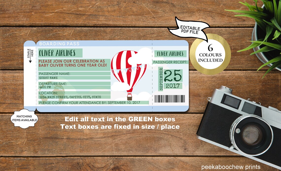 Boarding Pass Party Invitation Editable Printable World - Etsy