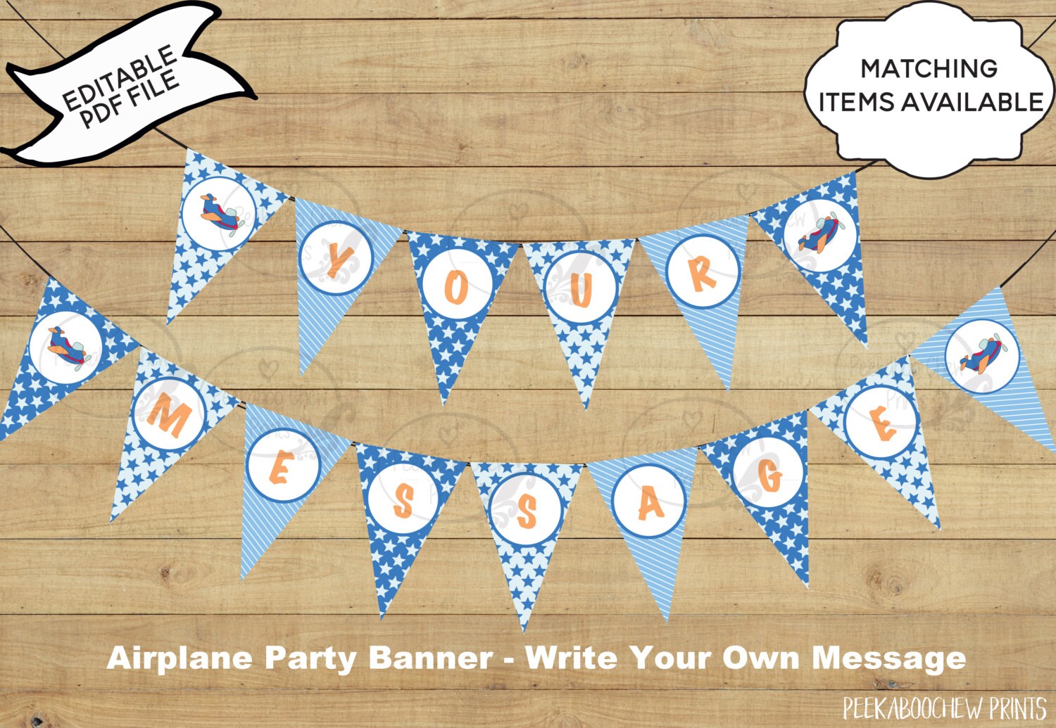 Airplane Party Editable Banner Flags Printable World Traveller | Etsy