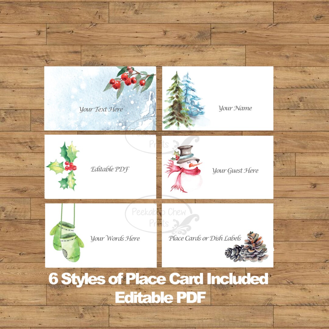 Printable Christmas Dinner Place Cards Digital Instant Editable PDF ...
