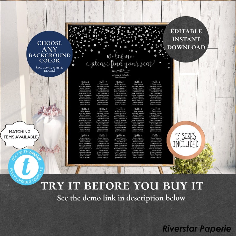 Wedding Seating Chart Table Assignment Poster Reception Dinner - Etsy