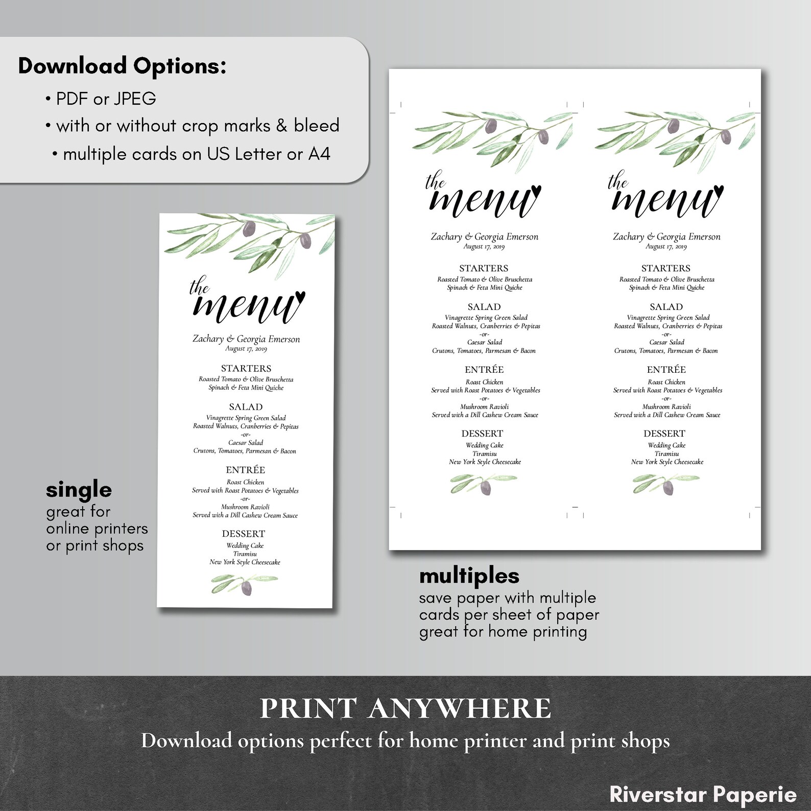 Wedding Dinner Menu Formal Dinner Menu Instant EDITABLE | Etsy