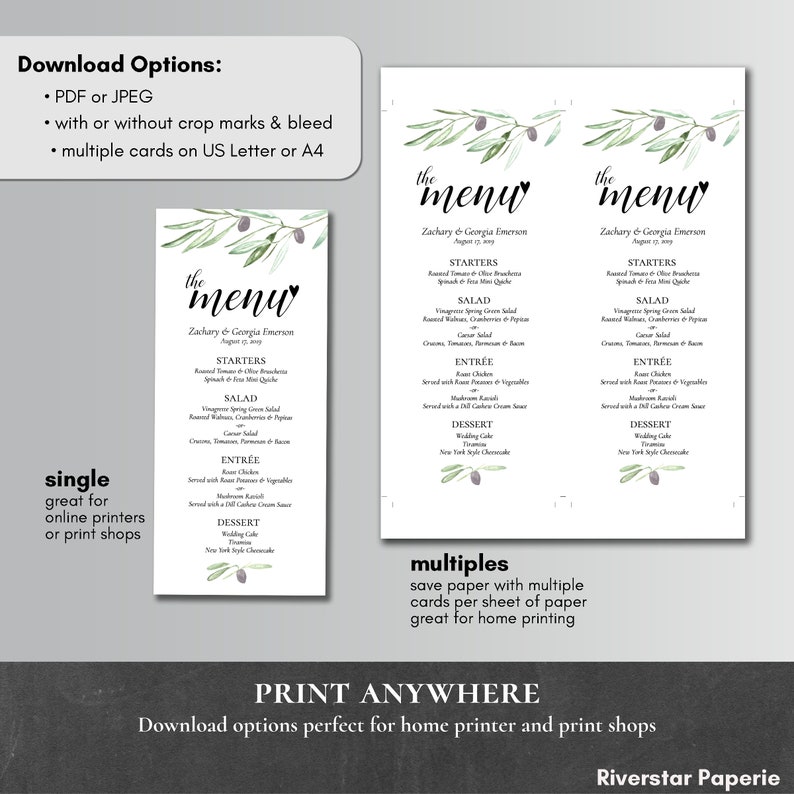 Wedding Dinner Menu Formal Dinner Menu Instant EDITABLE | Etsy