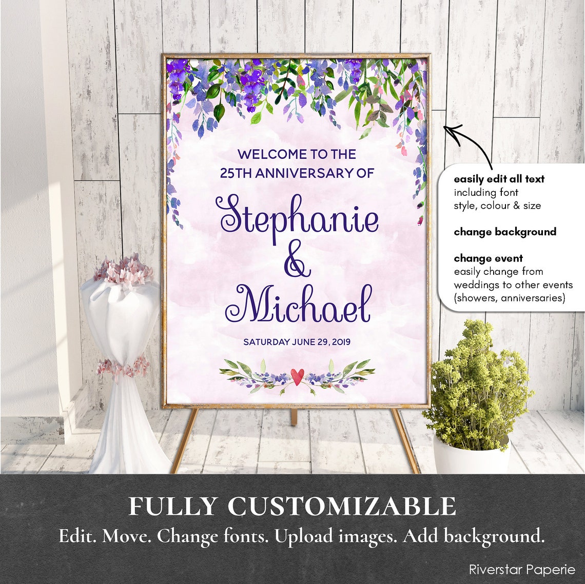 Wedding Welcome Sign Reception Purple Lilac Garden - Etsy