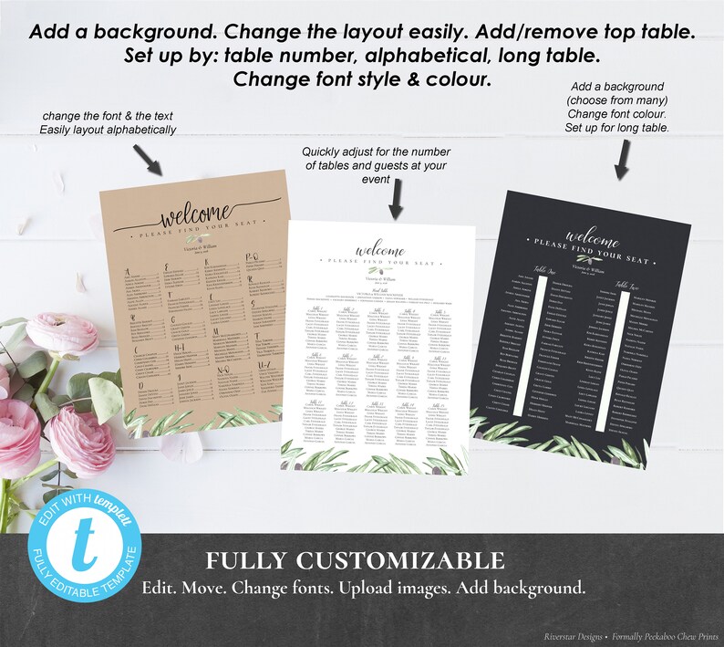 Wedding Seating Chart Table Assignment Poster Reception Dinner - Etsy