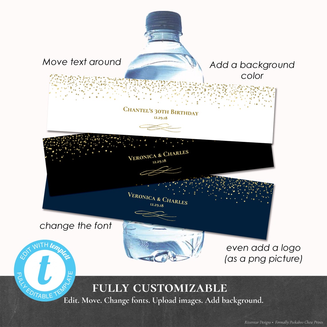 Water Bottle Label EDITABLE PRINTABLE Waterbottle Pop Wedding | Etsy