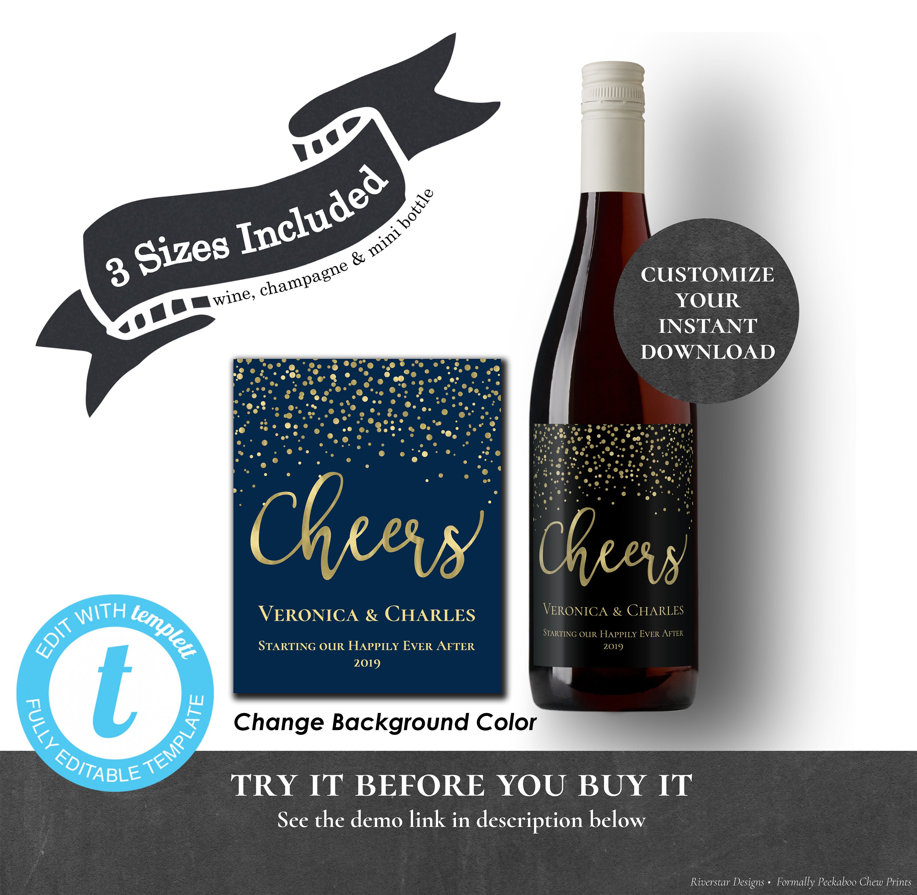 Cheers EDITABLE PRINTABLE Wine Label Champagne Mini Bottle - Etsy