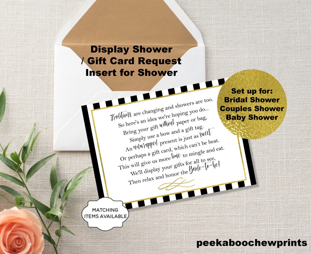 Display Shower / Gift Card Unwrapped Gift Request Poem Insert Bridal ...