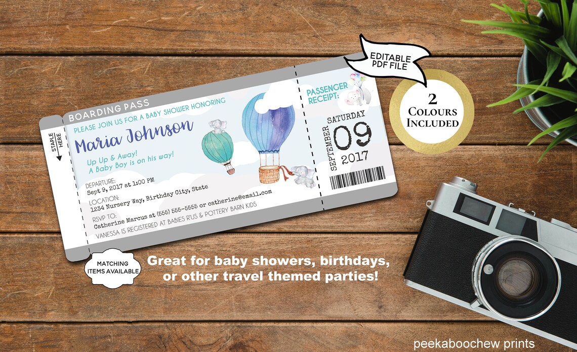 Boarding Pass Party Invitation Editable Printable Airplane - Etsy