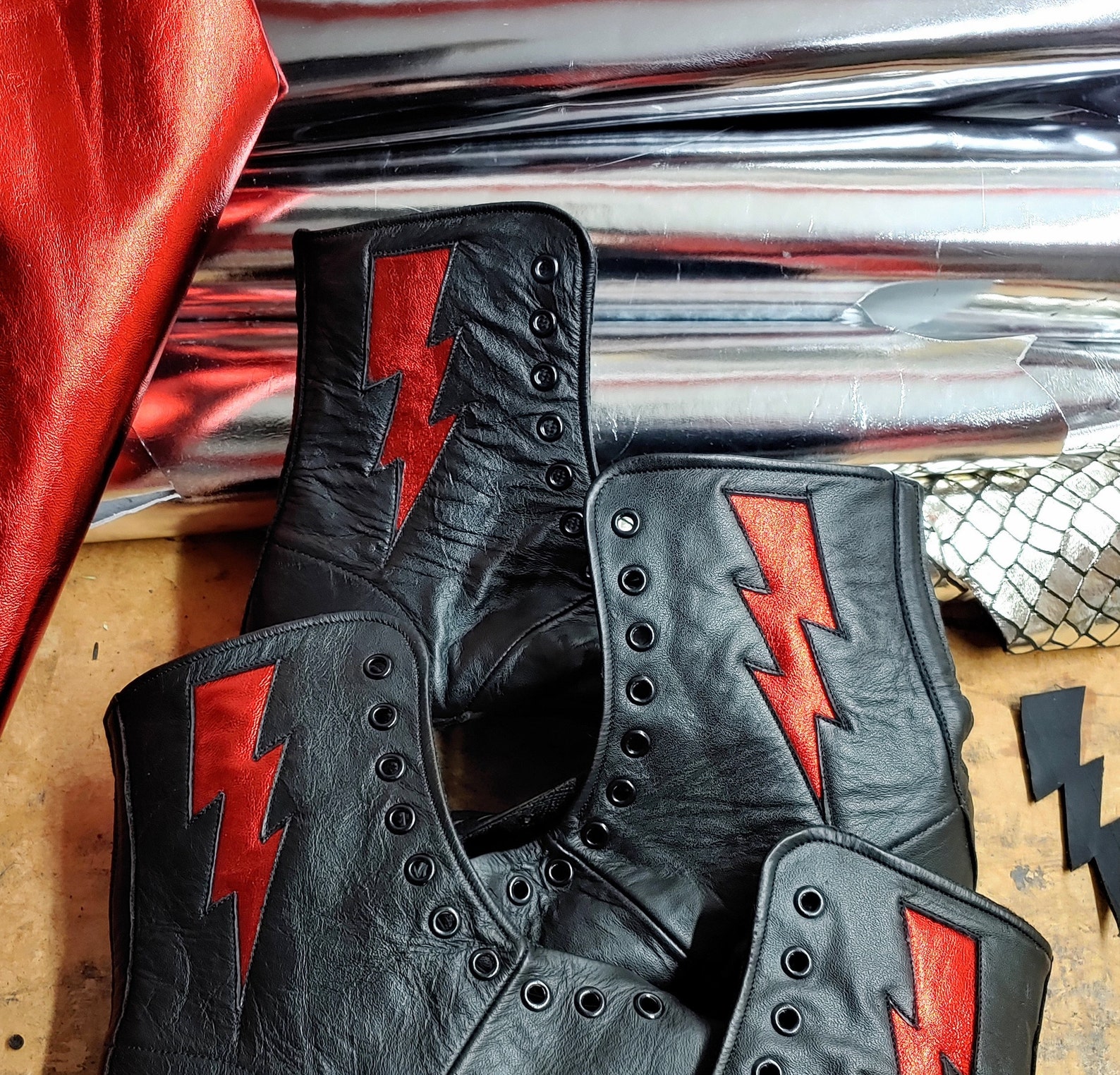 Isabella Mars ZIGGY Tightwire Shoes W Red Metallic Lightning Bolt ...