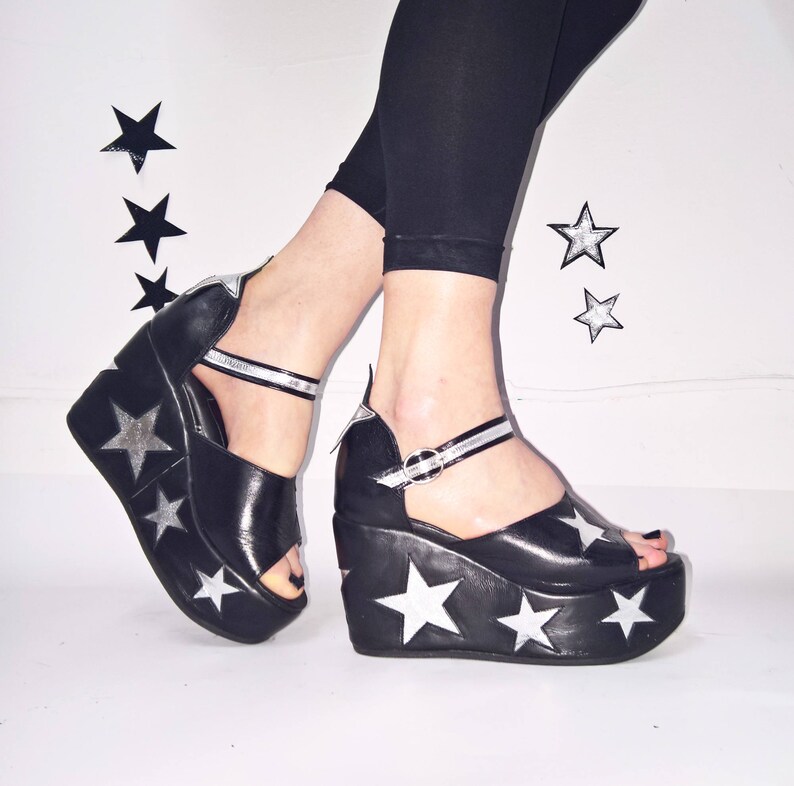 STARDUST Star Platform Shoes Sandals Isabella Mars Black | Etsy