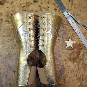 Isabella Mars SHORT Aerial Boots in GOLD Metallic Leather W/ Mirror ...
