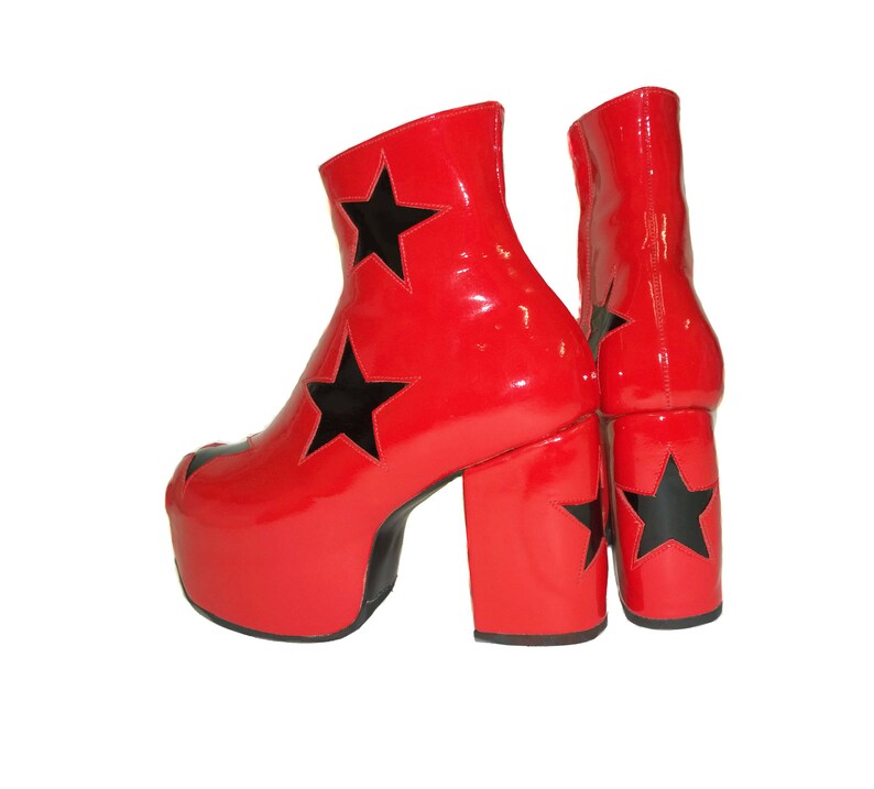 STARDUST Star Platform Glam Boots Isabella Mars Red Patent | Etsy