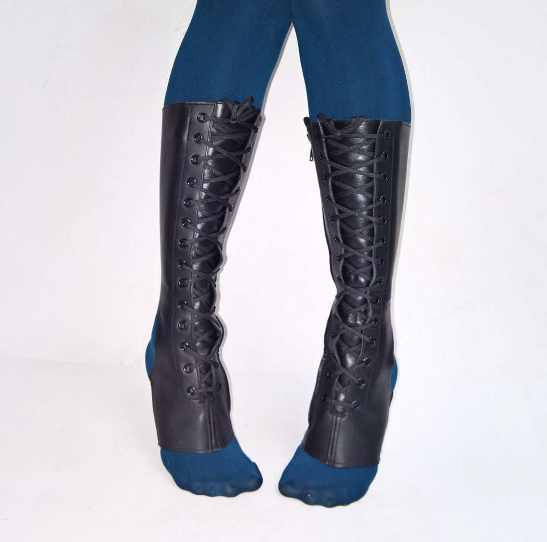 Isabella Mars Black Aerial Boots W/ FRONT LACING +side ZIP Full Length ...