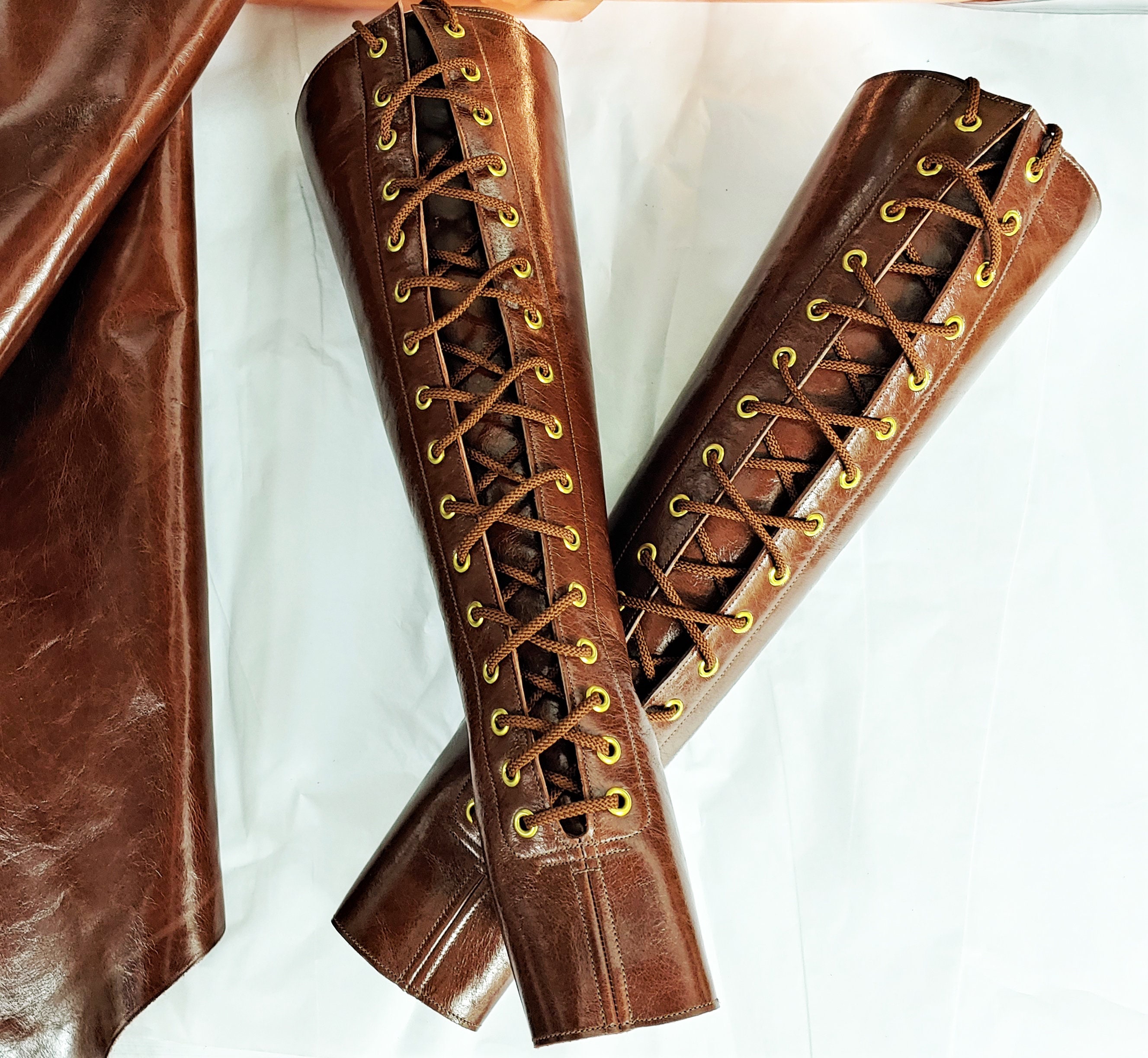 Isabella Mars BROWN Aerial Boots W/ FRONT LACING Full Length Leather ...