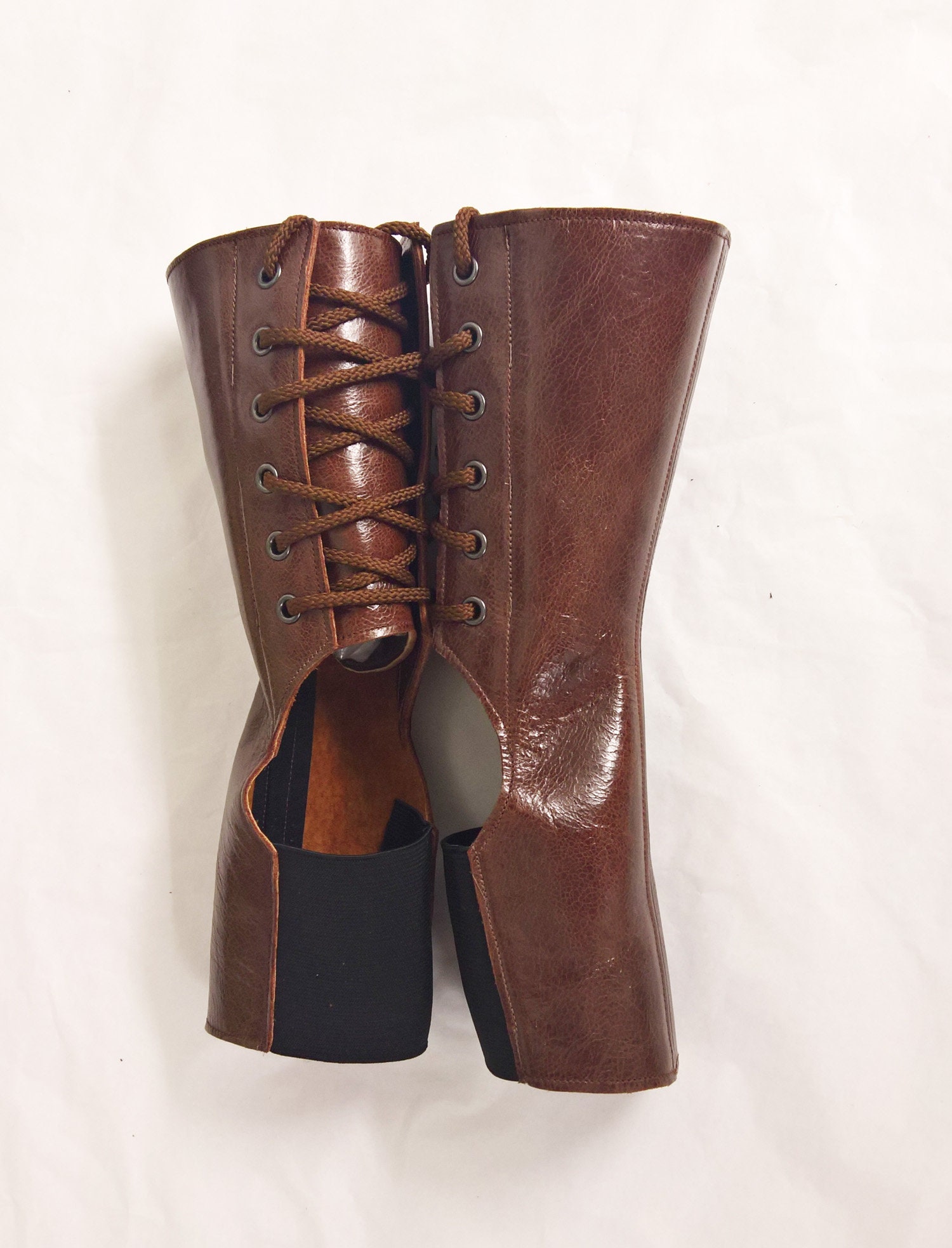 Isabella Mars SHORT Aerial Boots in Brown Leather - Trapeze Gaiters for ...