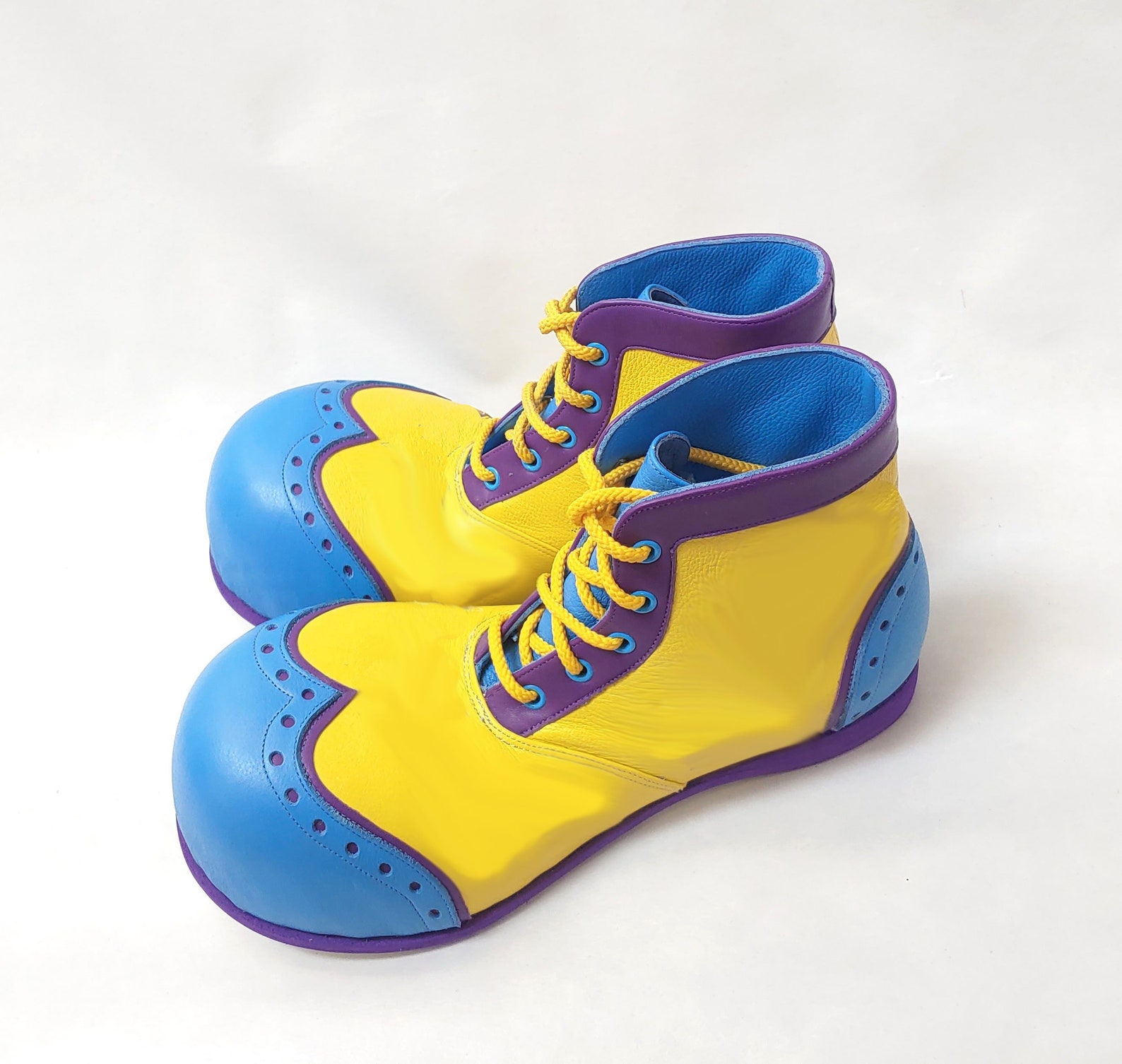 Clown Shoes - Isabella Mars - Wingtip Pattern in Yellow Blue Purple ...