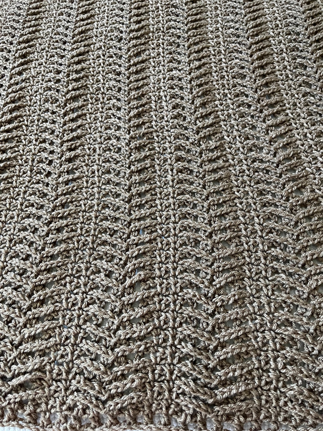 Soft Brown Herringbone Crochet Throw - Etsy