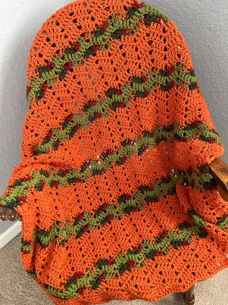 Fall Pumpkin Color Crochet Throw - Etsy