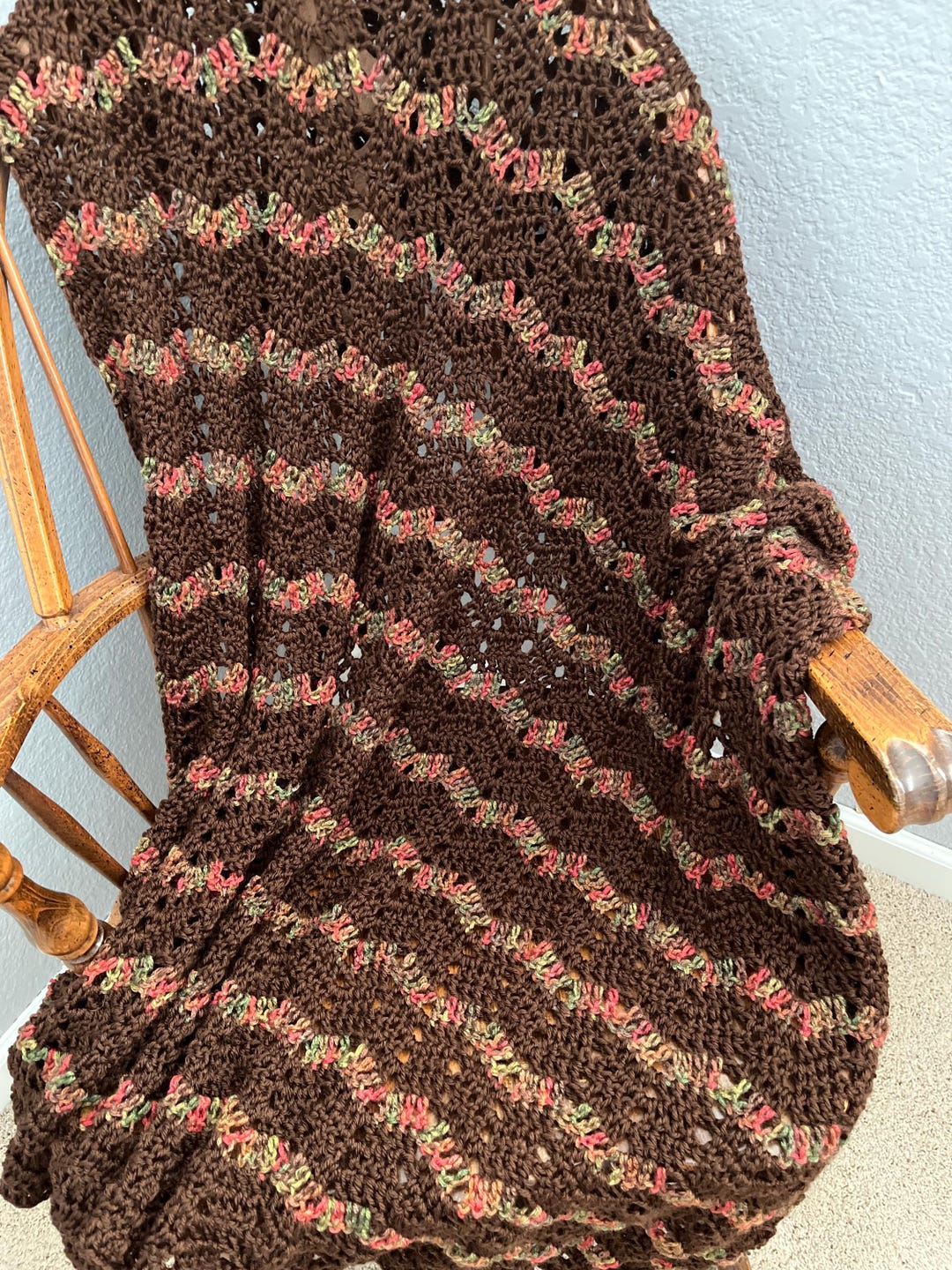 Brown and Jewel Crochet Throw - Etsy