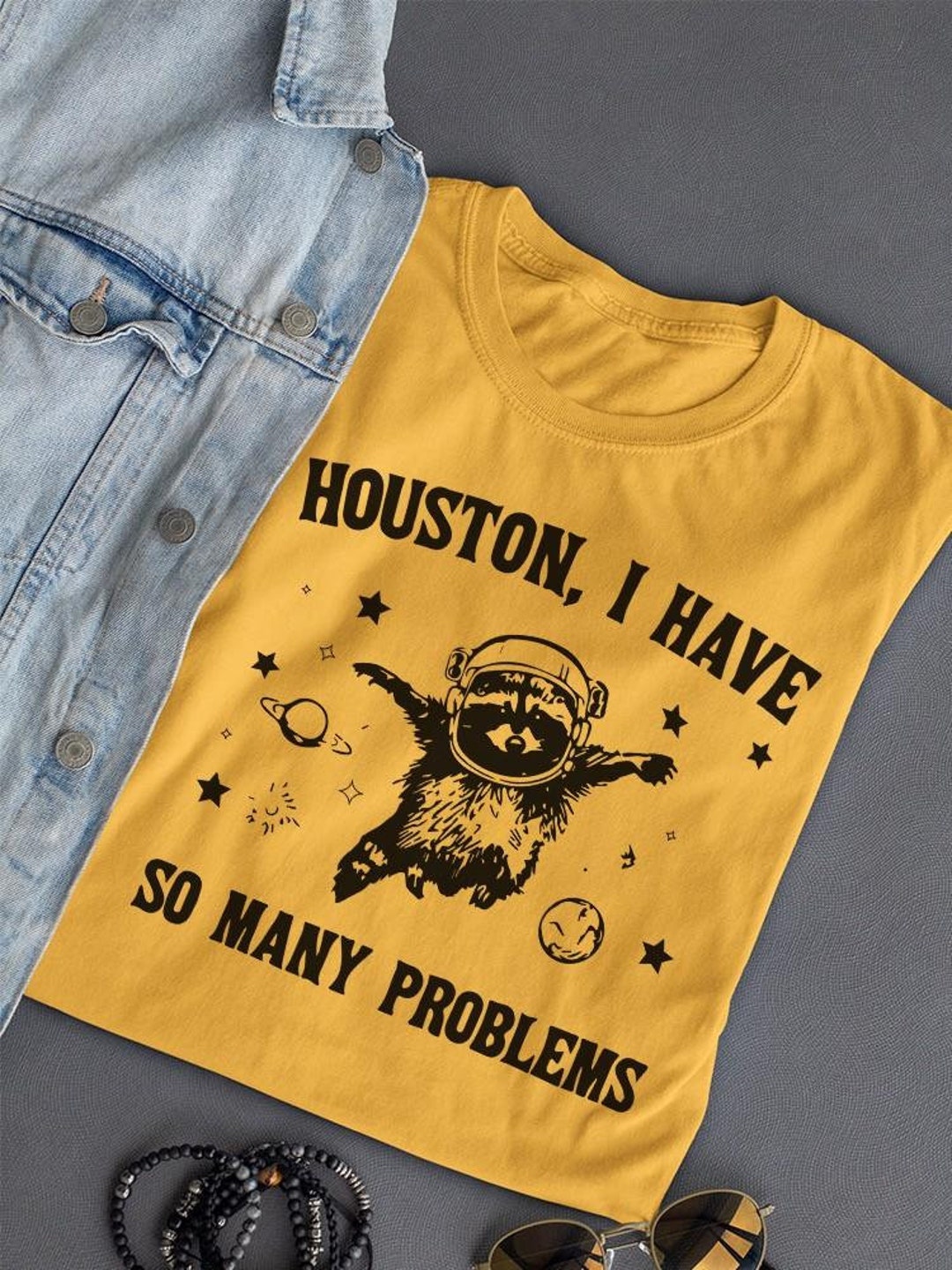 Houston I Have so Many Problems Shirt Funny Graphic Tee, Raccoon in ...