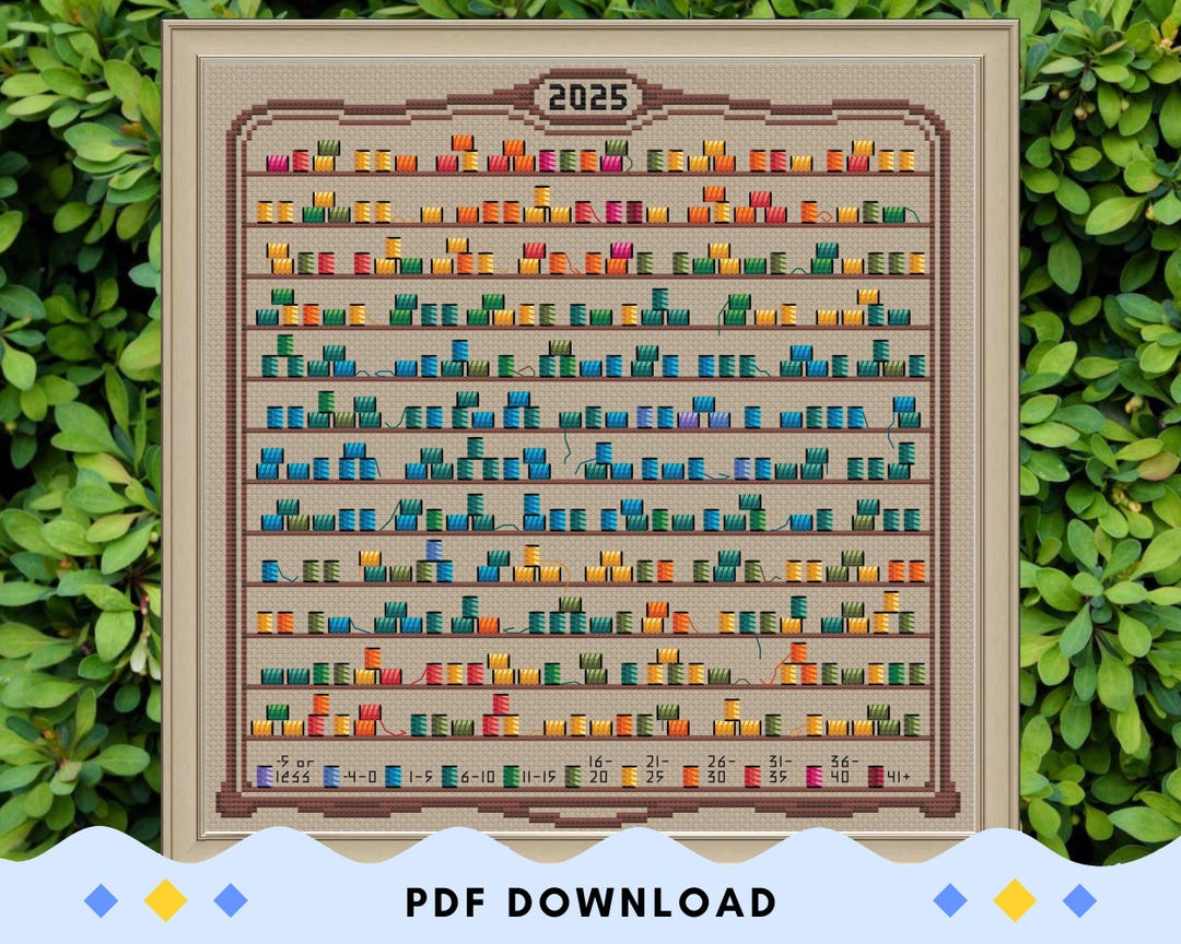 Spool Cabinet Temperature Chart - Daily High Temp Tracker Cross Stitch ...