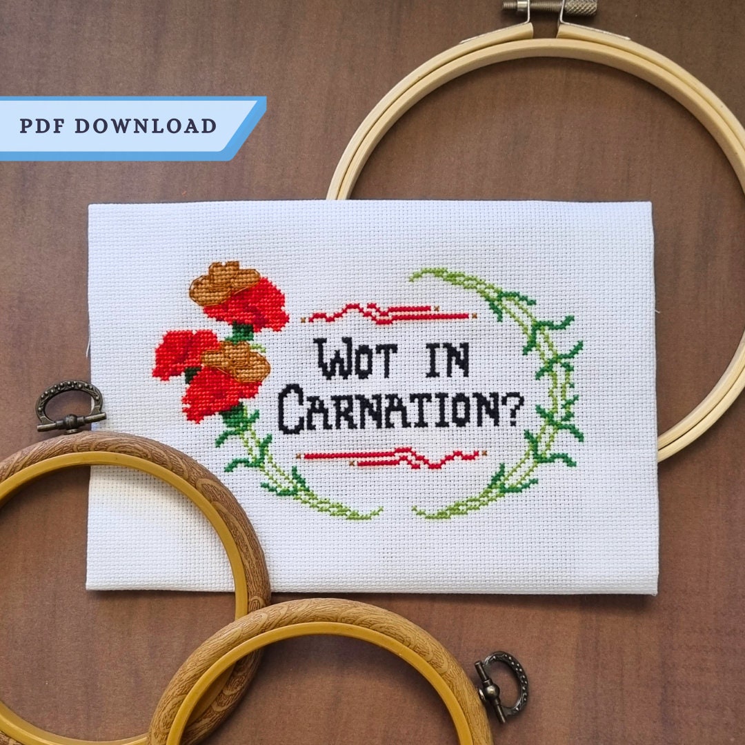 Wot in Carnation Pun Funny Cross Stitch Pattern What in Tarnation - Etsy