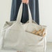 Pure Linen Bag With Pockets / Washed Linen Shopping Bag / Large Linen ...