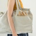 Pure Linen Bag With Pockets / Washed Linen Shopping Bag / Large Linen ...