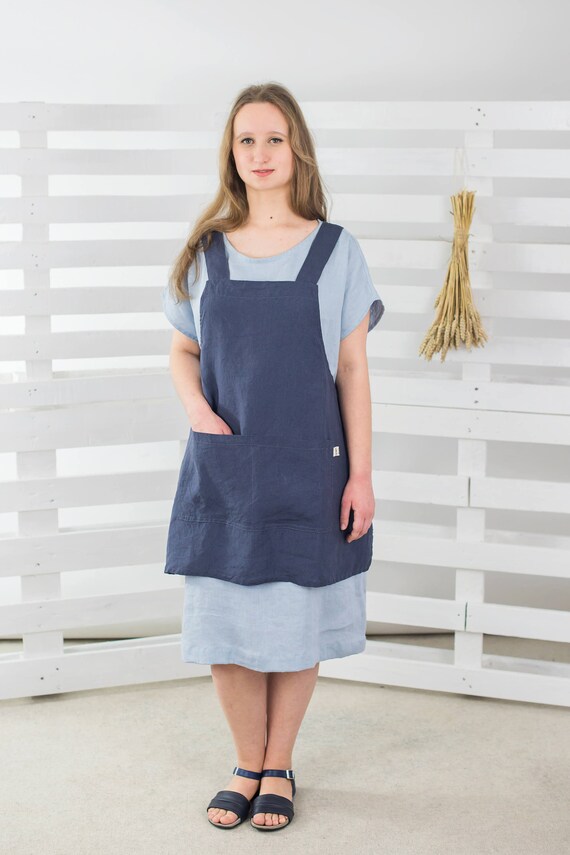 Japanese Style Apron ROSEMARY / Cross-back Apron With 2 - Etsy