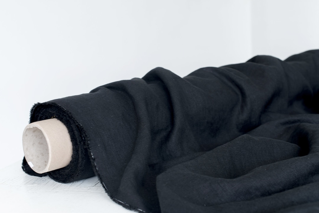 Natural Black Linen Fabric / Available in 21 Colors / Organic Linen ...