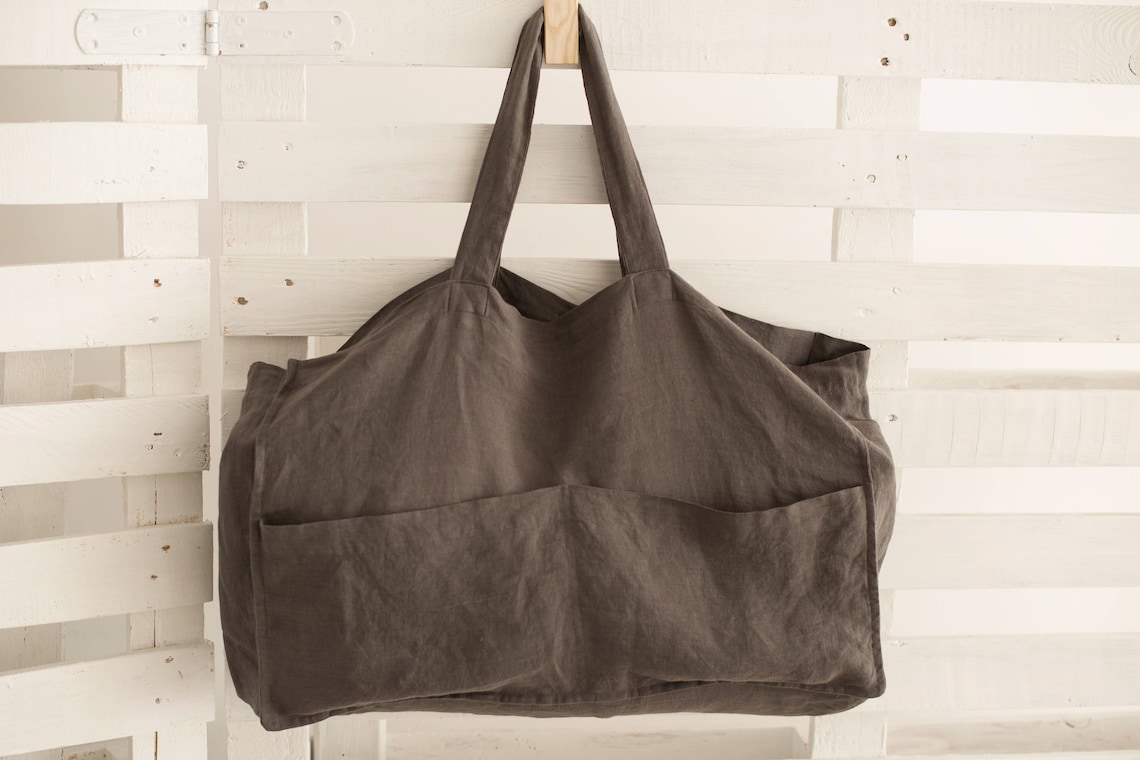Customizable Linen Bag / Washed Linen Shopping Bag / Large Linen Tote ...