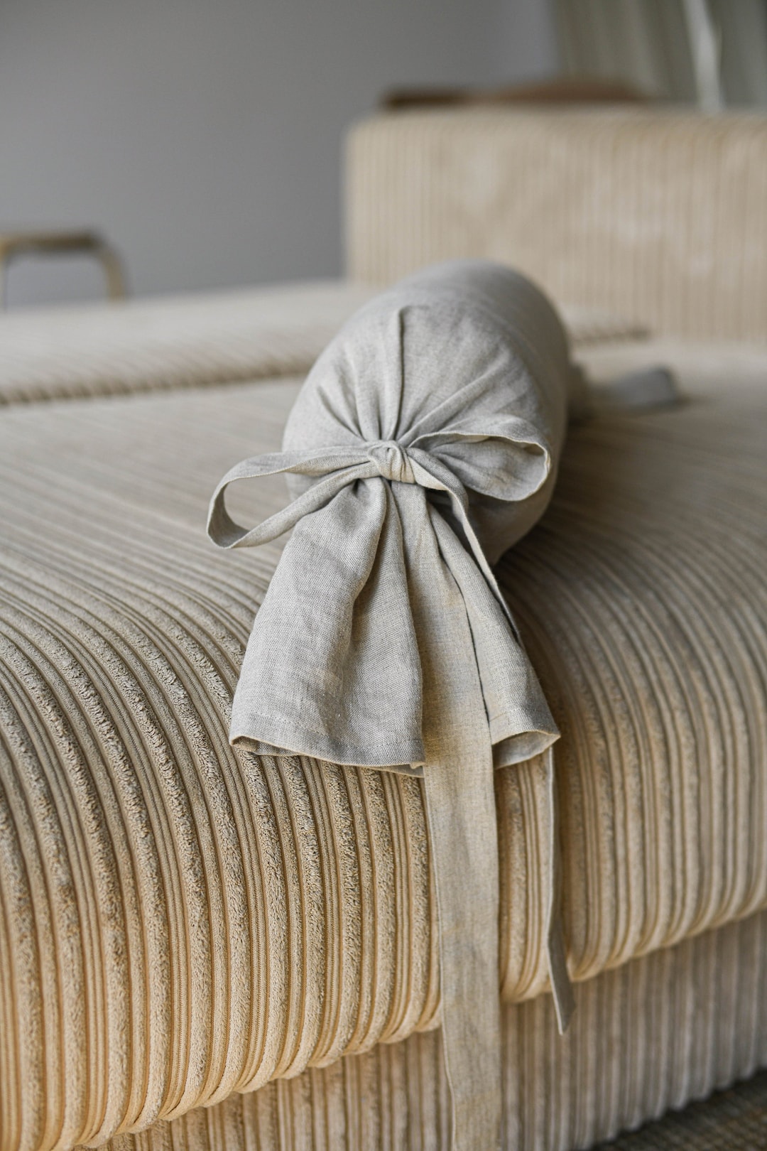 Bolster Cover With Ties / OEKO-TEX Certified Natural Washed Linen ...