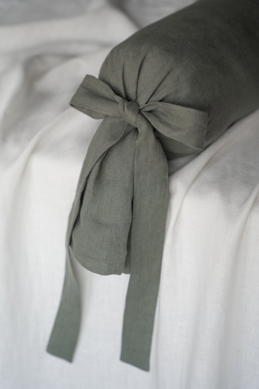 Bolster Case With Ties Closure / Natural Washed Linen / Soft Bolster ...