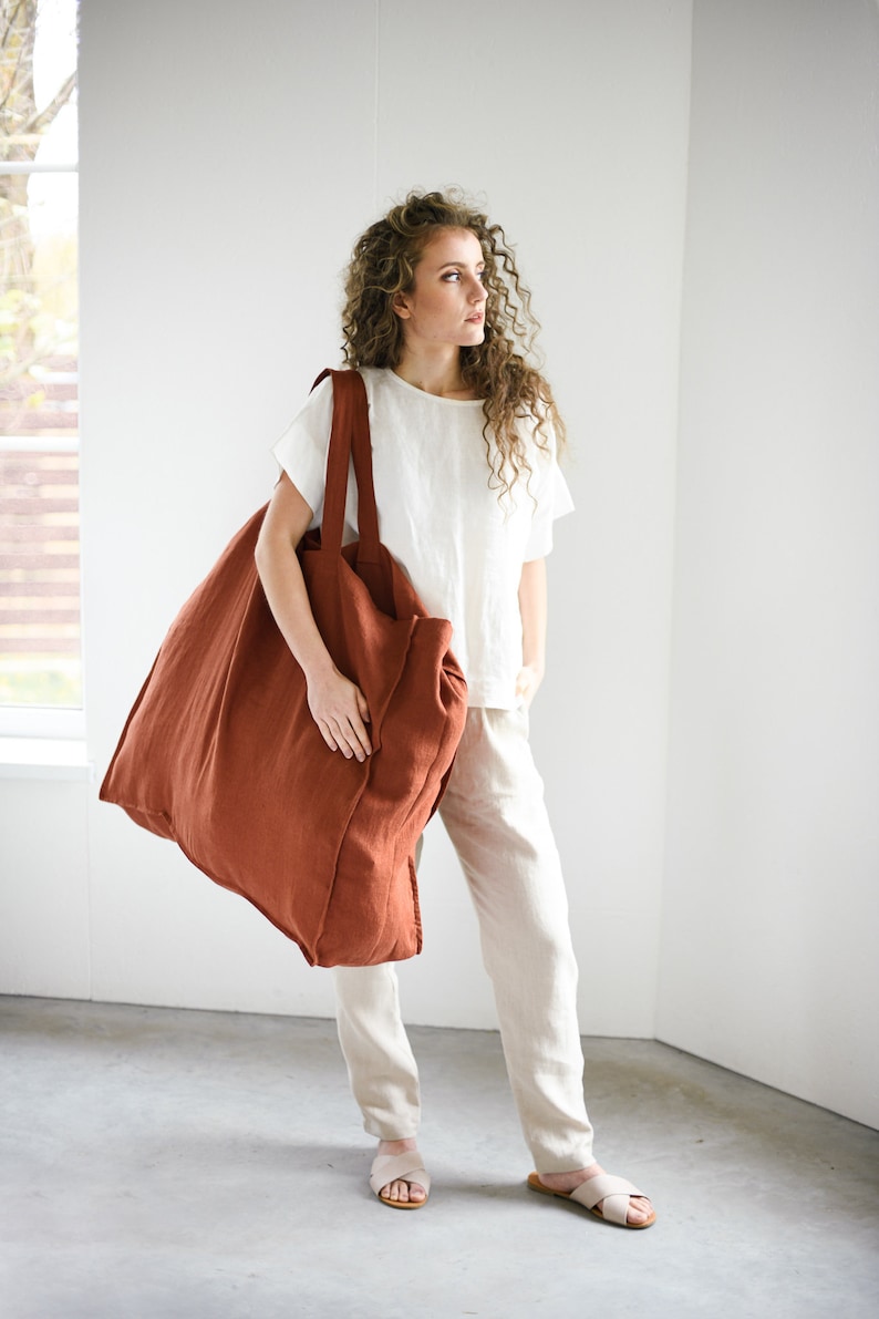 Large Linen Bag / Linen Shopping Bag / Roomy Linen Shopping Bag in ...