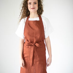 Apron for Women and Men THYME / Long Apron With Ties / Natural Linen ...